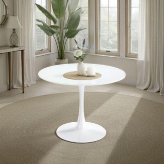 IDIMEX Esstisch Loire, rund 100 cm, Wei&szlig; - Esszimmertisch mit Tulpenfu&szlig;, runder K&uuml;chentisch aus lackiertem MDF, ideal f&uuml;r kleine Essbereiche, modernes Design