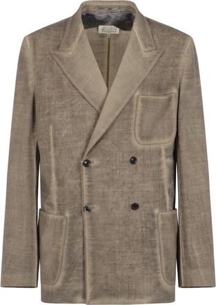 Maison Margiela Homme, Vestes, Brun, Taille: L Wool Double-Breasted Jacket