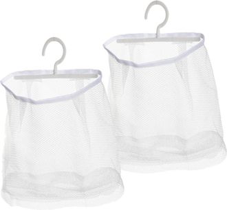 Lurrose 2 St&uuml;ck Wei&szlig;e Aufbewahrungstaschen aus Atmungsaktivem Mesh mit Drehbarem Haken Vielseitige H&auml;nge Organizer f&uuml;r W&auml;scheklammern Unterw&auml;sche Socken und K