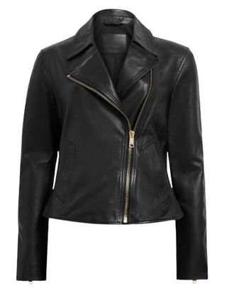 AllSaints Black Vela Biker Jacket Size S