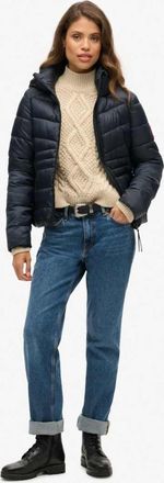 Superdry Fuji - Wattierte Steppjacke in Eclipse-Marineblau mit Kapuze