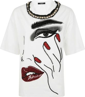 Balmain T-shirt orn&eacute; - Femme - Tops - Blanc - Taille: 36 FR