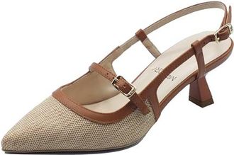 Nero Giardini E615471D Paille Cognac Sandales &agrave; pointe &eacute;l&eacute;gantes pour femme avec sangle et talon bas, cognac, 37 EU