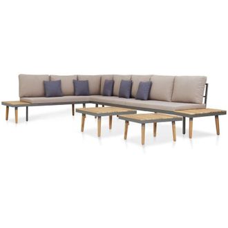 vidaXL Vidaxl - Salon de jardin 7 places avec coussins Acacia solide Marron