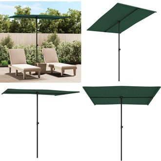 vidaXL Parasol de jardin avec m&acirc;t en aluminium 2x1,5 m Vert - Parapluie De Jardin - Parasol Rectangulaire - Parasol Ext&eacute;rieur - Parasol Vert - Parasol