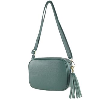 modamoda.de T240 - kleine Umh&auml;ngetasche aus ital. Echtleder, Farbe:Petrol