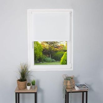 Mad&eacute;co Store Enrouleur tamisant Uni sans percer - Essentiel - Blanc - L45 x H170cm