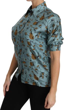 Dolce & Gabbana Musical Instruments Silk Shirt - Blue