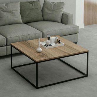 Pier Import Table basse carr&eacute;e style minimaliste effet noyer JENA