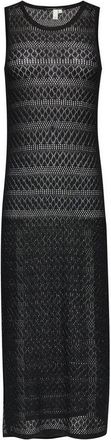 QS by s.Oliver Midikleid Kleid Transparentes Feinstrick-Kleid mit Ajourmuster
