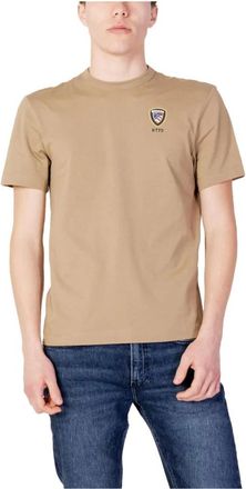Blauer Homme, Tops, Beige, Taille: M T-shirt Beige &agrave; Manches Courtes en Coton