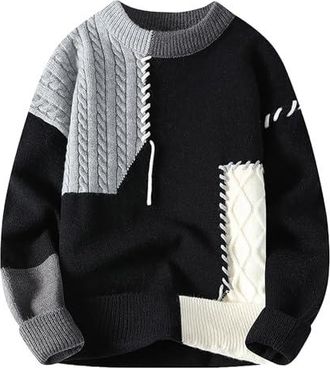 Generic Cardigan coupe ajustée pour homme automne et hiver décontracté col montant manches longues vacances extérieur tricot laine pull haut surdimensionné ch