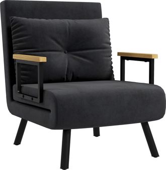 HOMCOM Schlafsessel 4 in 1 Sessel mit Schlaffunktion, 183 x 63 cm Klappbar Schlafsessel mit 5-stufig Verstellbarer R&uuml;ckenlehne, Lendenkissen und Samtoptik f&uuml;