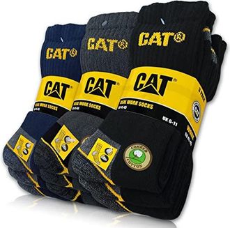 CAT Real Work Socks Lot de 9 paires de chaussettes de travail pour homme et femme Tailles 35-50, 9 paires de couleurs mélangées, 43-46