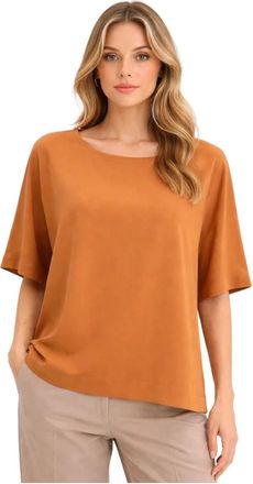 Maliparmi Maliparmi, Femme, Blouses et Chemises, Brun, Taille: 42 FR Blusa A Manica Corta IN Seta