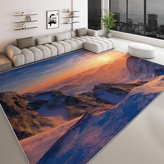 Generic Tapis Imprim&eacute; Antid&eacute;rapant 160 x 230 cm, Tapis R&eacute;aliste Naturel Moderne Montagnes pour Adolescent Gar&ccedil;on Fille Adulte - Paillasson pour Salon Chambre 