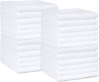 Amazon Basics Waschlappen Set, 100% Baumwolle Extra Saugf&auml;hig Schnelltrocknend, 30 x 30 cm, Wei&szlig;, 24er-Pack