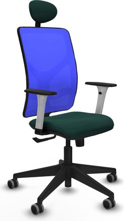 Piqueras y Crespo B&uuml;rostuhl f&uuml;r Lendenwirbels&auml;ule, verstellbar, mit wei&szlig;en und schwarzen Armlehnen und festem Kopfteil, ausgestattet mit 3 Positionen und Schneideschaum