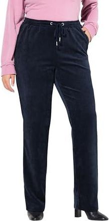Ulla Popken Femme Grandes Tailles Pantalon en Velours côtelé Ruby, matière Extensible, Taille élastique et Cordon de Serrage Marine 50+ 831895130-50+