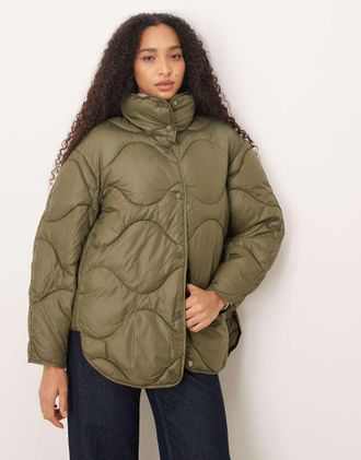 Jack & Jones Veste oversize matelass&eacute;e &agrave; col montant - Vert