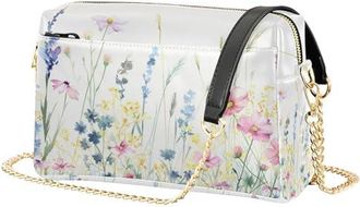 Mnsruu Sacs à bandoulière pour femme, fleurs sauvages, couleurs pastel, sacs à main en cuir