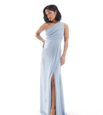 Tfnc Petite Linvit&eacute;e - Robe longue en mousseline avec jupe portefeuille - Bleu cendr&eacute;