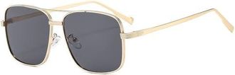 Generic Lunettes De Soleil Carr&eacute;es &Agrave; Grande Monture For Hommes, En M&eacute;tal For Femmes, Vacances Plein Air(Gold)