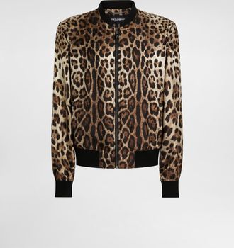 Dolce & Gabbana Bomberjacke Aus Technischem Gewebe Mit Plakette - Mann Mäntel Und Jacken Animalprint 52