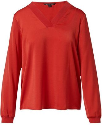 Comma Langarmbluse Bluse Satin-Bluse mit Rippb&uuml;ndchen