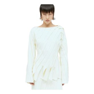 Bottega Veneta Femme, Blouses et Chemises, Beige, Taille: 38 FR Top &agrave; ourlet &agrave; franges