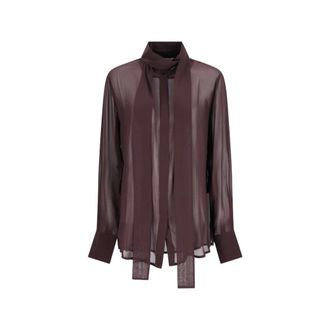 7 For All Mankind Langarm-Schleifenbluse - - Blouses & Shirts - Damen - Braun - S