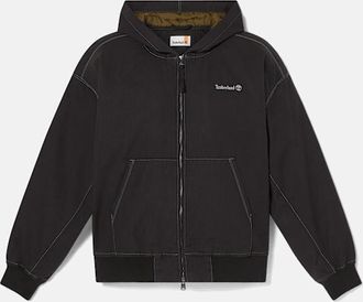 Timberland All Gender Bomberjacke aus gewaschenem Duck-Canvas mit Kapuze in Schwarz, Schwarz, Gr&ouml;&szlig;e