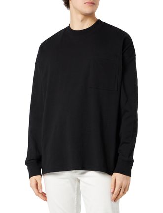 Jack & Jones Herren Jcoclean Pocket Tee Ls Crew Neck Langarmshirt, Schwarz, L