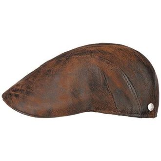 Lierys Casquette Plate en Cuir Classic Homme - Made in Italy Gavroche avec Visiere, Doublure Hiver Automne Printemps Ete Printemps-ete - 60 cm Marron