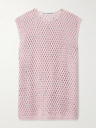 Alix of Bohemia Nolan Tunika Aus Geh&auml;kelter Baumwolle Mit Verzierungen - Pink