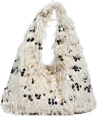 Generic Sac &agrave; main en peluche &agrave; paillettes multi-usages &eacute;l&eacute;gant de grande capacit&eacute; Pochette de soir&eacute;e de luxe Sac &agrave; main de rassemblement de f&ecirc;te shopping, bl