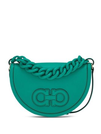 Ferragamo sac port&eacute; &eacute;paule Aura &agrave; patch logo - Vert