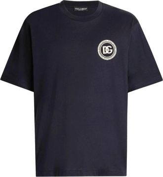 Dolce & Gabbana Homme, Tops, Bleu, Taille: XL T-shirt graphique DG Logo
