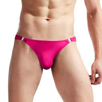 Generic Jockstrap - String pour homme - Coupe en soie glac&eacute;e translucide - Taille basse - Boucle - G-string - Pantalon - Sous-v&ecirc;tements unis, rose, Einheitsgr