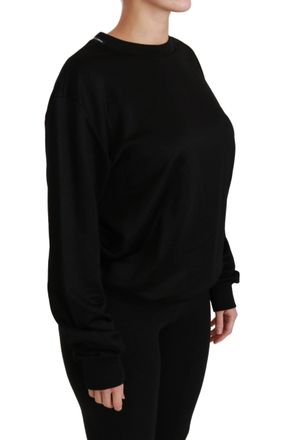Dolce & Gabbana Womens Cotton Crewneck Sweatshirt Black Sweatshirts