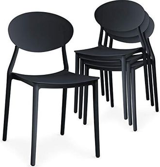 Menzzo Balagan Set mit 4 stapelbaren St&uuml;hlen Schwarz