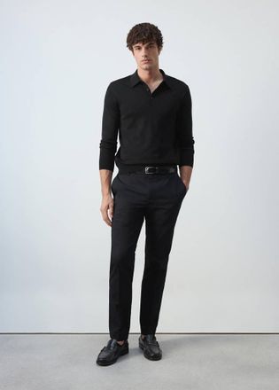 Mango Pull polo 100 % laine maille fine noir - Homme - XXL - MANGO MAN