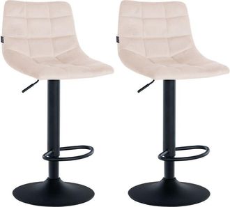 Clp Lot de 2 tabourets de bar Jerry velours Beige Noir