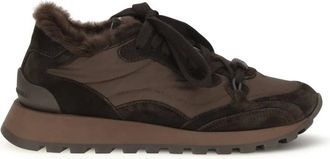 Brunello Cucinelli Baskets Monile en Shearling - Homme - Chaussures - Brun - Taille: 36 EU