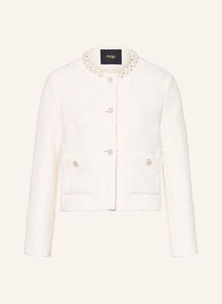 Maje Kastenjacke Aus Boucl&eacute; Mit Schmucksteinen weiss