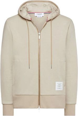 Thom Browne Homme, Sweatshirts et sweats &agrave; capuche, Beige, Taille: XL SweaT-shirt zipp&eacute; &agrave; 4 barres