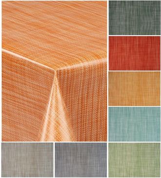 Laro Wachstuch-Tischdecke Wachstischdecke Gartentischdecke Leinenoptik, Muster:Leinenoptik Orange Bronze, Gr&ouml;&szlig;e:110x110