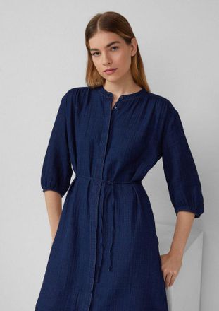 s.Oliver Midikleid Kleid Indigo dyed Midikleid mit Eingrifftaschen