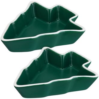 BESTOYARD 2St&uuml;cke Weihnachts Sauce Dish in Tannenbaumform Multifunktionale Snackplatte F&uuml;R N&uuml;Sse Trockenfr&uuml;Chte Und Dips Keramik in Dunkelgr&uuml;N 12X10X2.5Cm F&uuml;R F