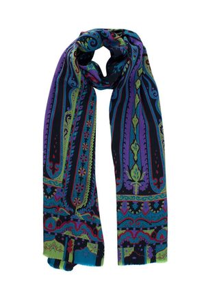 Etro Purple Paisley Print Silk Scarf